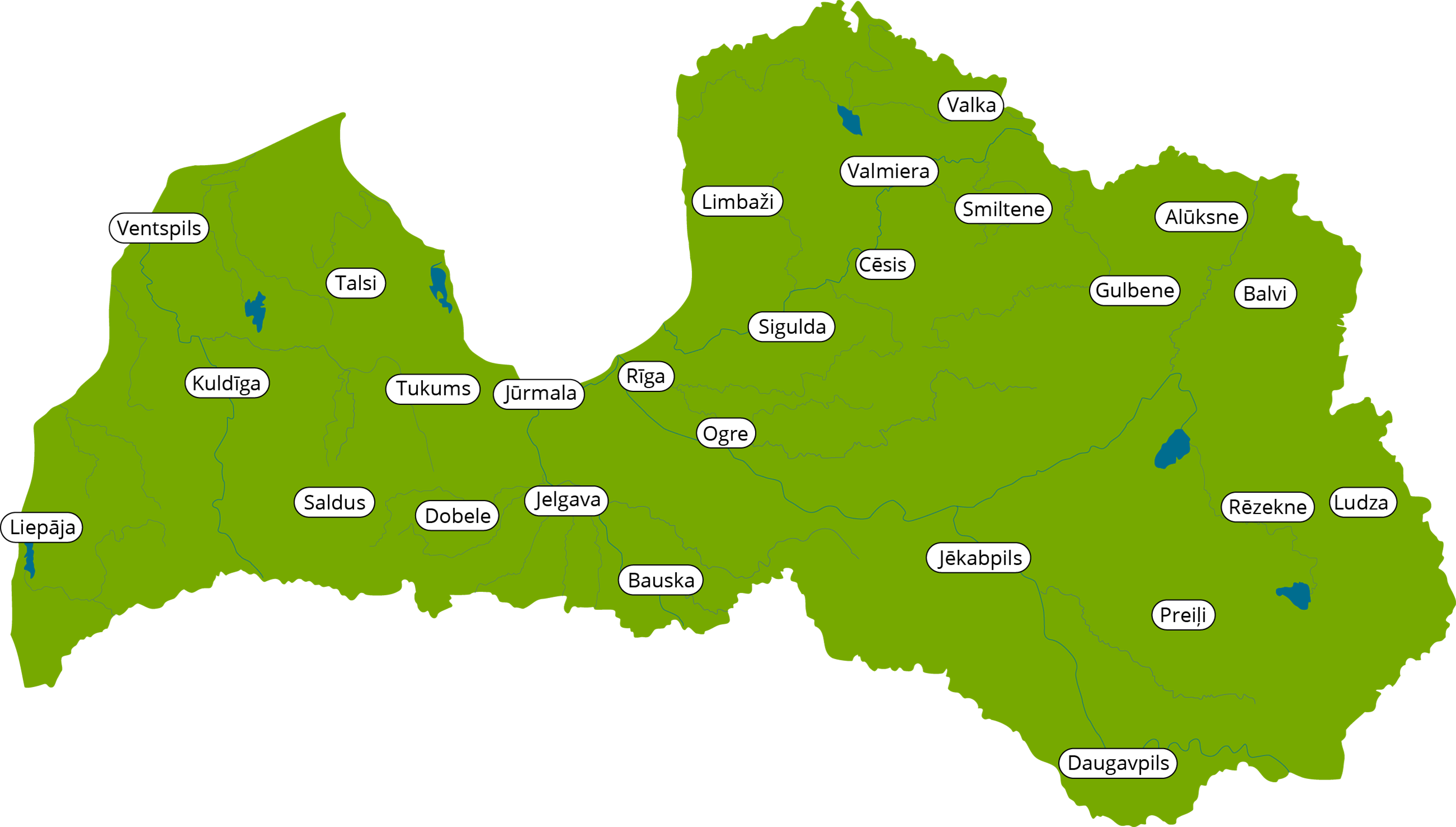 Latvijas novadi, to lielākās pilsētas, upes, ezeri. — teorija ...