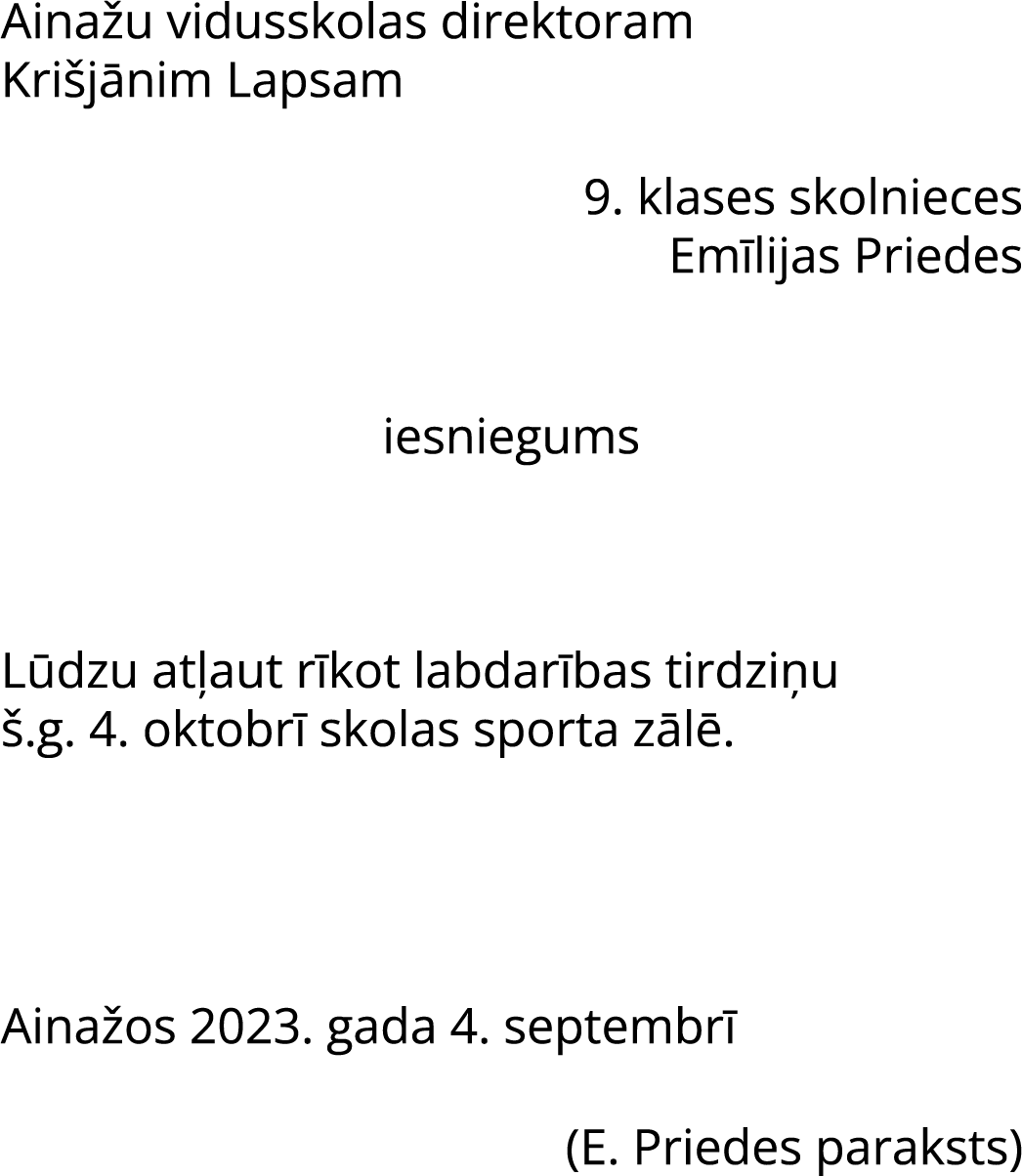 Motivācijas, ieteikuma un privāta vēstule. Iesniegums. Paskaidrojums ...