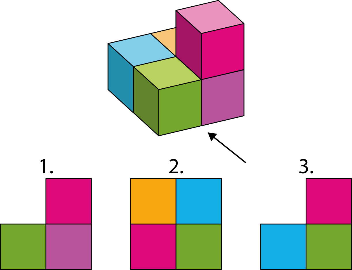 Figūras dažādie skati — uzdevums. Matemātika (Skola2030), 1. klase.
