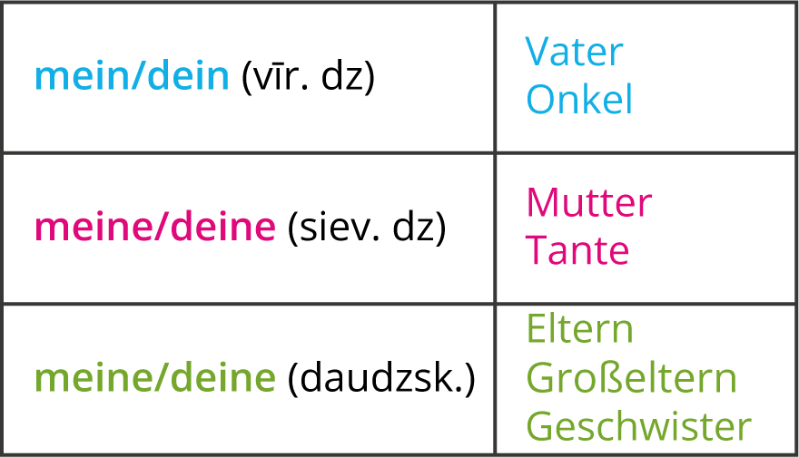 Piederības vietniekvārdi — teorija. Vācu valoda (Skola2030), 4. klase.