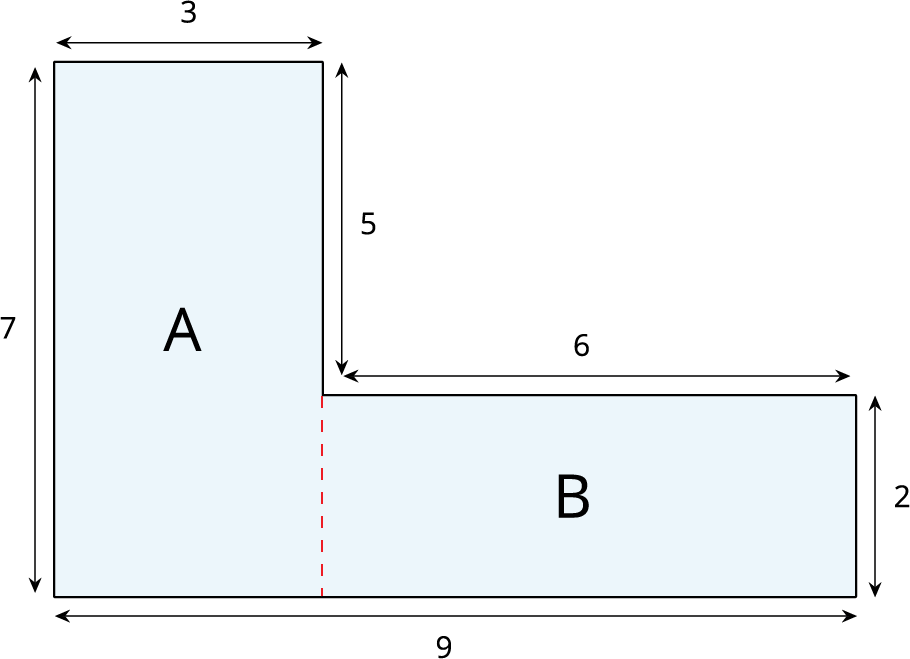 Kombinētu figūru laukumi — uzdevums. Matemātika (Skola2030), 4. klase.